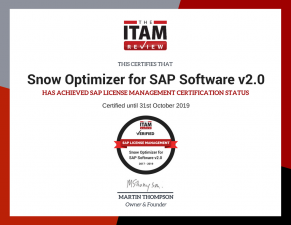 SAP License Mgt Certification: Snow Optimizer for SAP Software v2.0